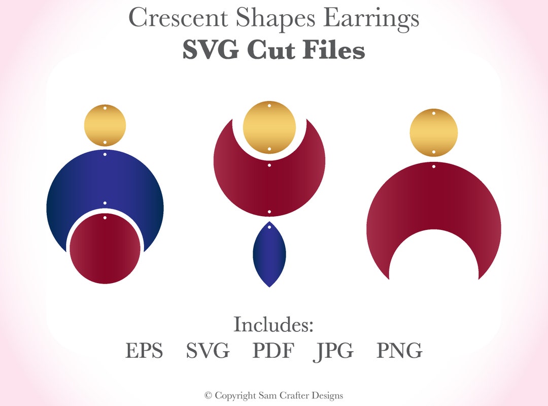 Oorbellen SVG Template Cut Files Crescent Moon Shape Simple Pattern ...