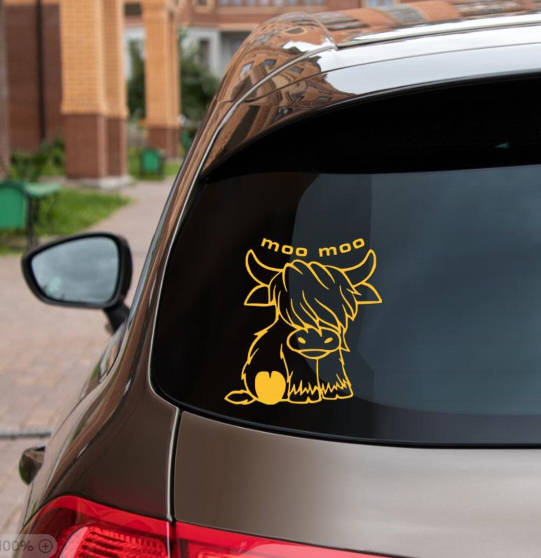 Moo Moo Highland Cow Car Decal FREE Shipping - Etsy