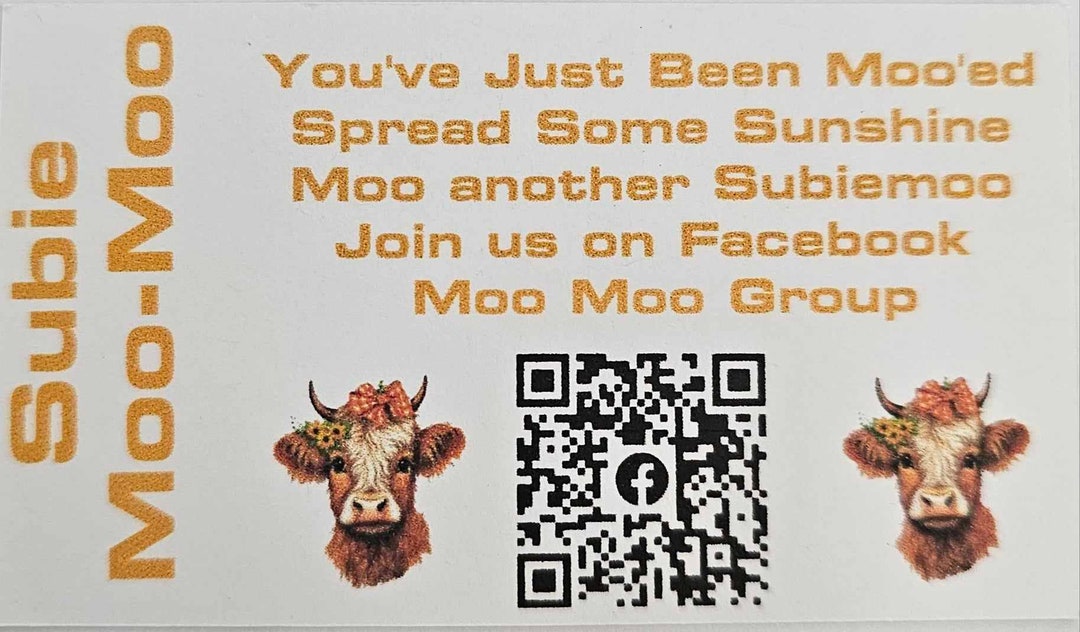 You've Been Moo'd Facebook Movement Moo Moo Cow Cards Moo'ing FREE Shipping - Etsy