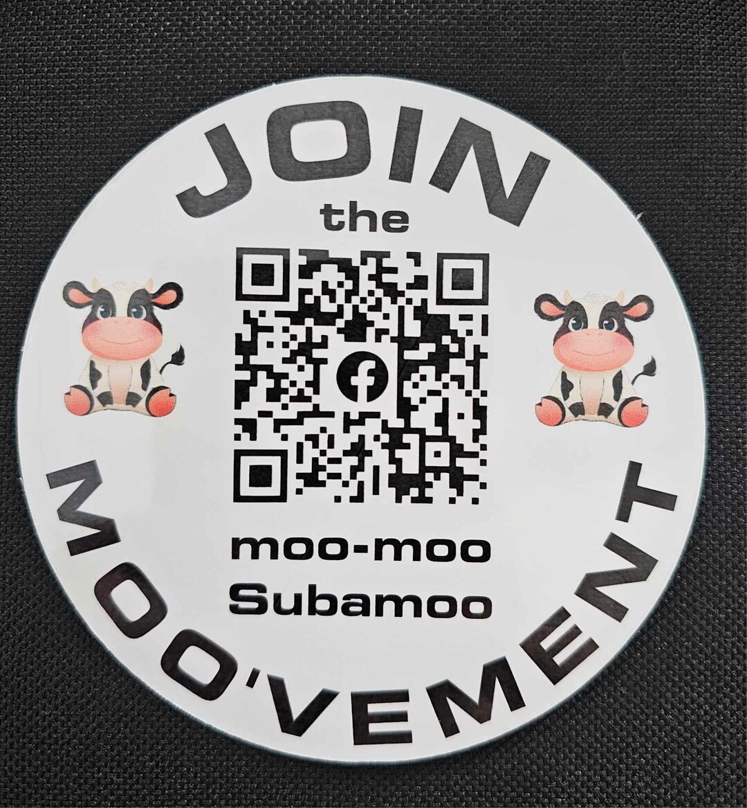 Subie Moo Moo Subaru Car Sticker Facebook QR Code Sticker FREE Shipping ...