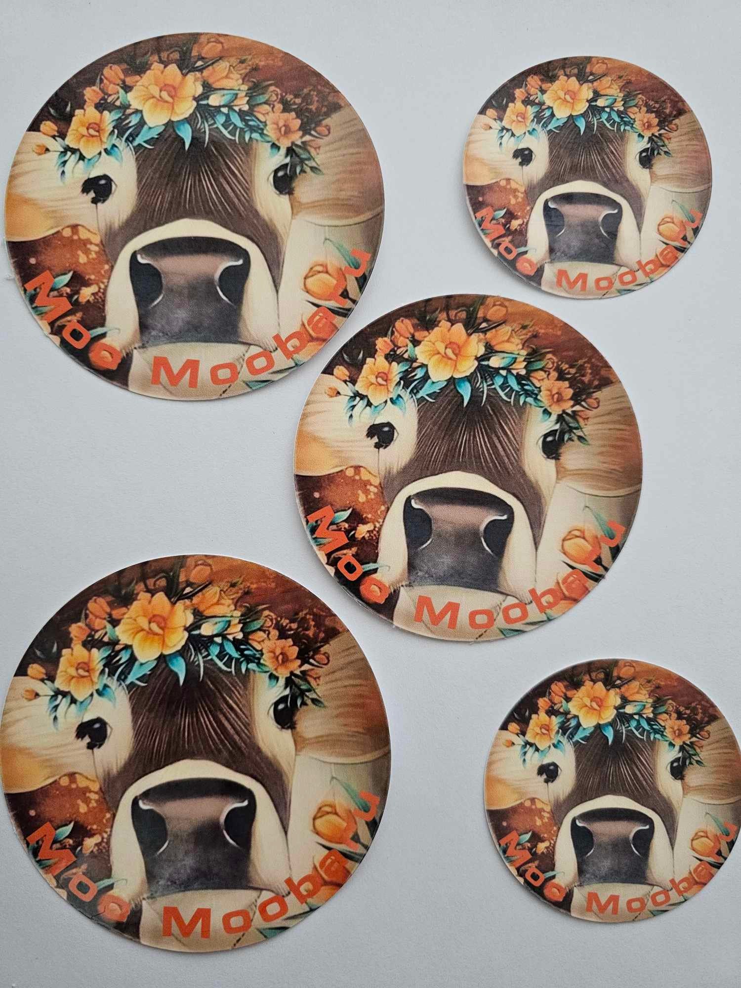 SET of 5 Round Subie Moo Moo Moobaru Cow Waterproof Sticker FREE ...
