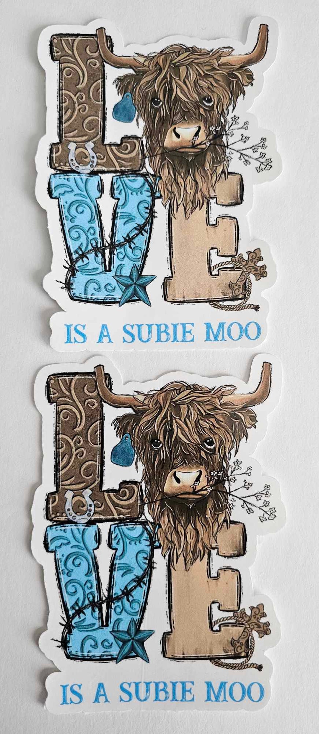 2 Love is a Moo Moo Highland LOVE Waterproof Sticker FREE Shipping - Etsy