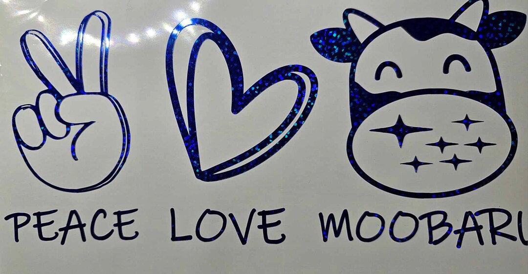 Holographic Peace Love Moobaru Subie Moo Moo Subaru Car Decal FREE ...