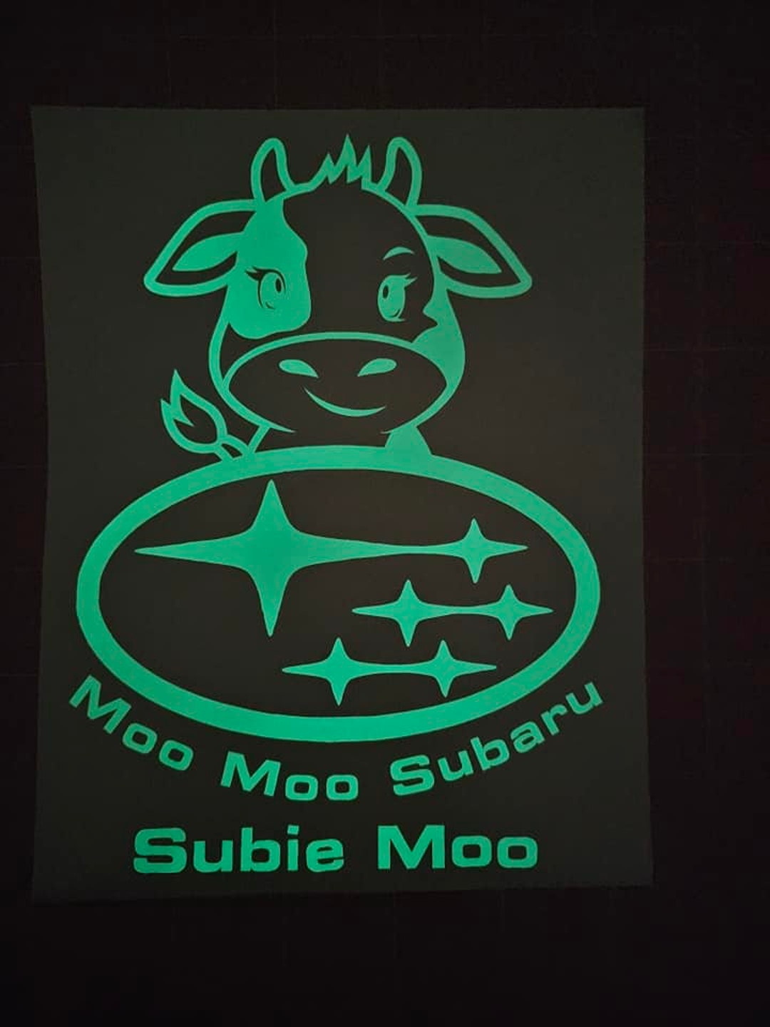 Glow in the Dark Subie Moo Moo Subaru Car Decal FREE Ship - Etsy