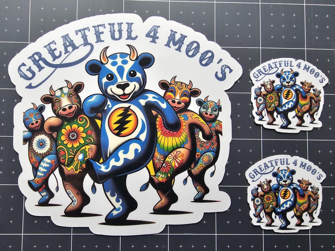 Grateful Dead & Company Grateful Moo Moo Subie Moo Waterproof Sticker ...