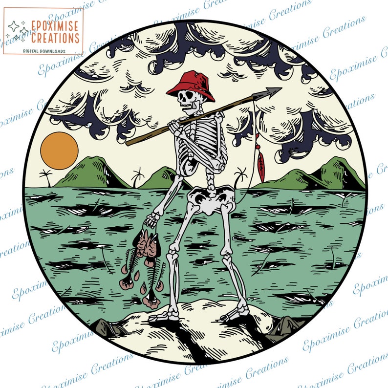 Skeleton Fisherman SVG | Skull Fishing SVG | Angling T-shirt Vinyl ...