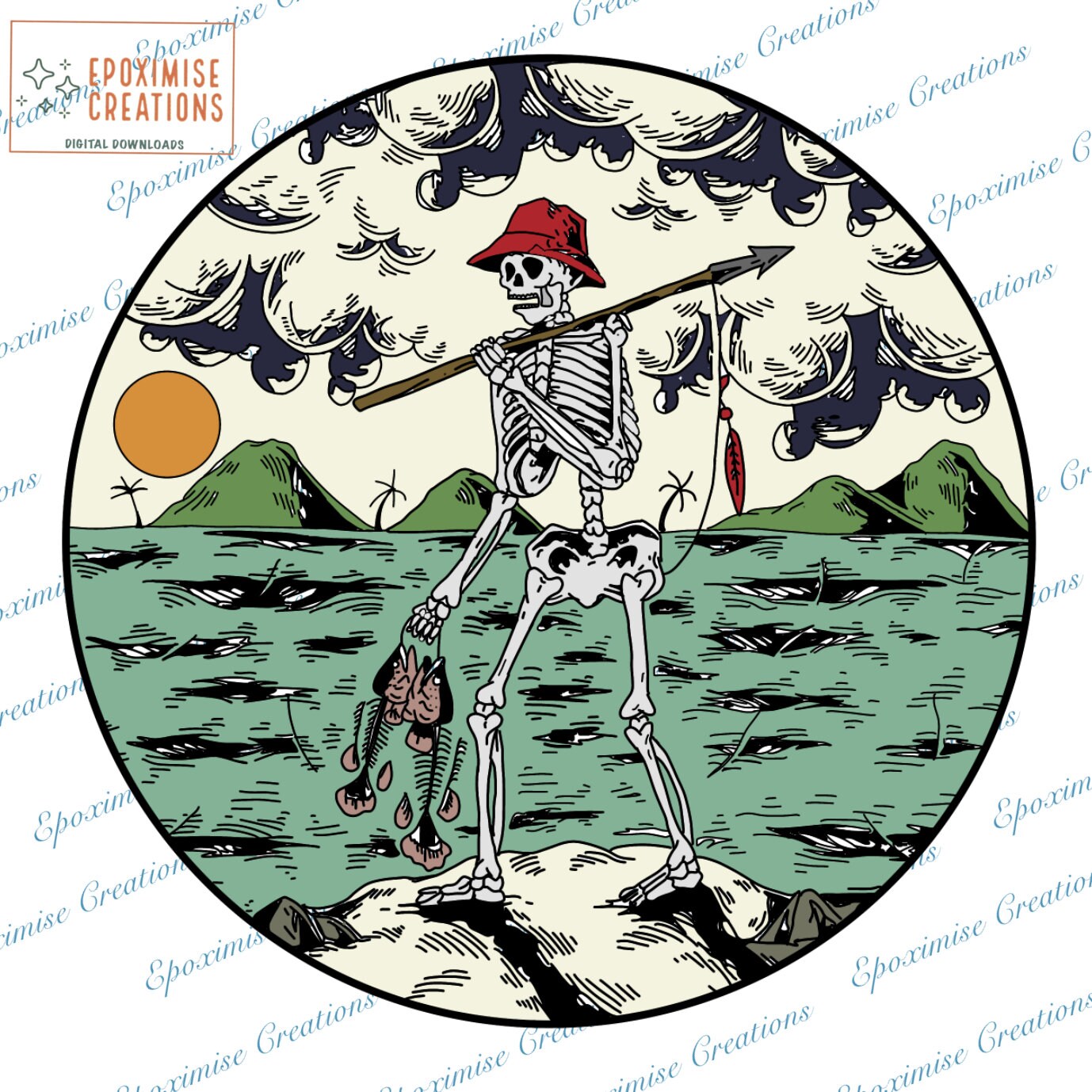 Skeleton Fisherman SVG | Skull Fishing SVG | Angling T-shirt Vinyl ...