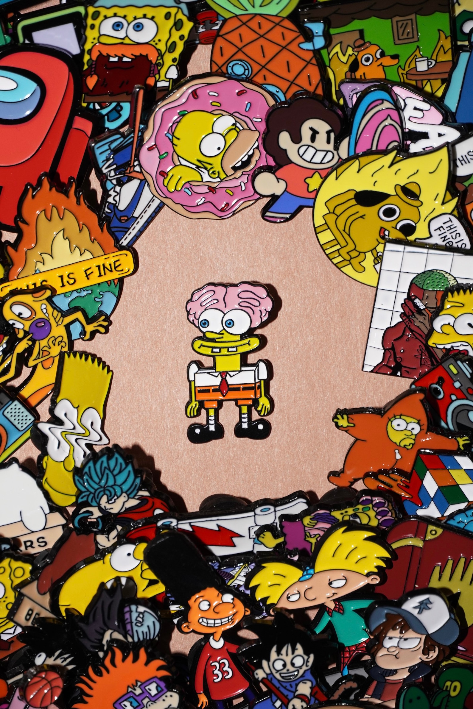 Spongebob in Ghost Costume/exposed Brain Enamel Pin | Etsy