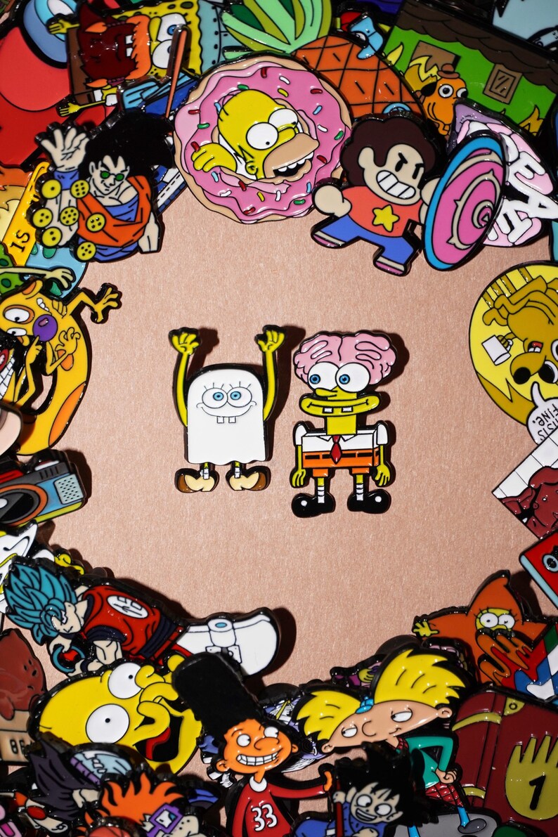 Spongebob in Ghost Costume/exposed Brain Enamel Pin | Etsy