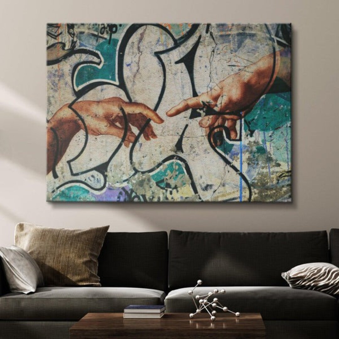 Creation of Adam Graffiti Canvas Wall Art Urban Style Canvas - Etsy