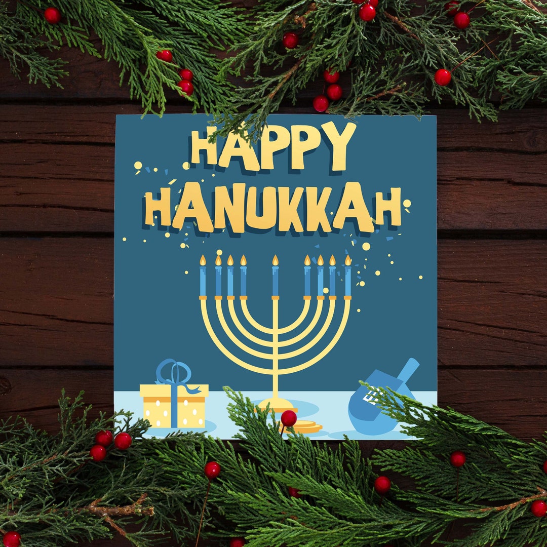 Happy Hanukkah Sign Canvas Wall Art, Menorah Canvas Art, Holiday Art ...