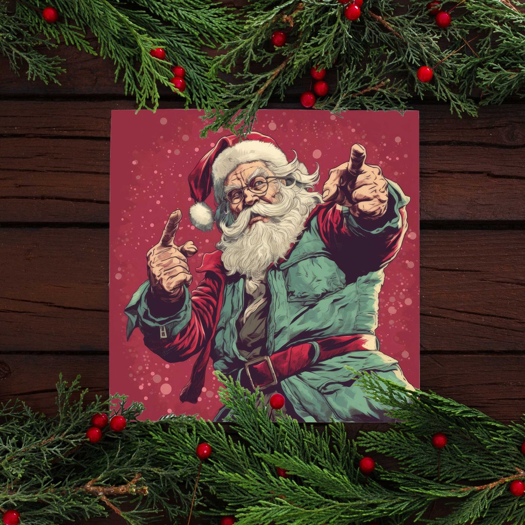 Tough Santa Canvas Wall Art, Santa Claus Canvas, Holiday Art, Christmas ...