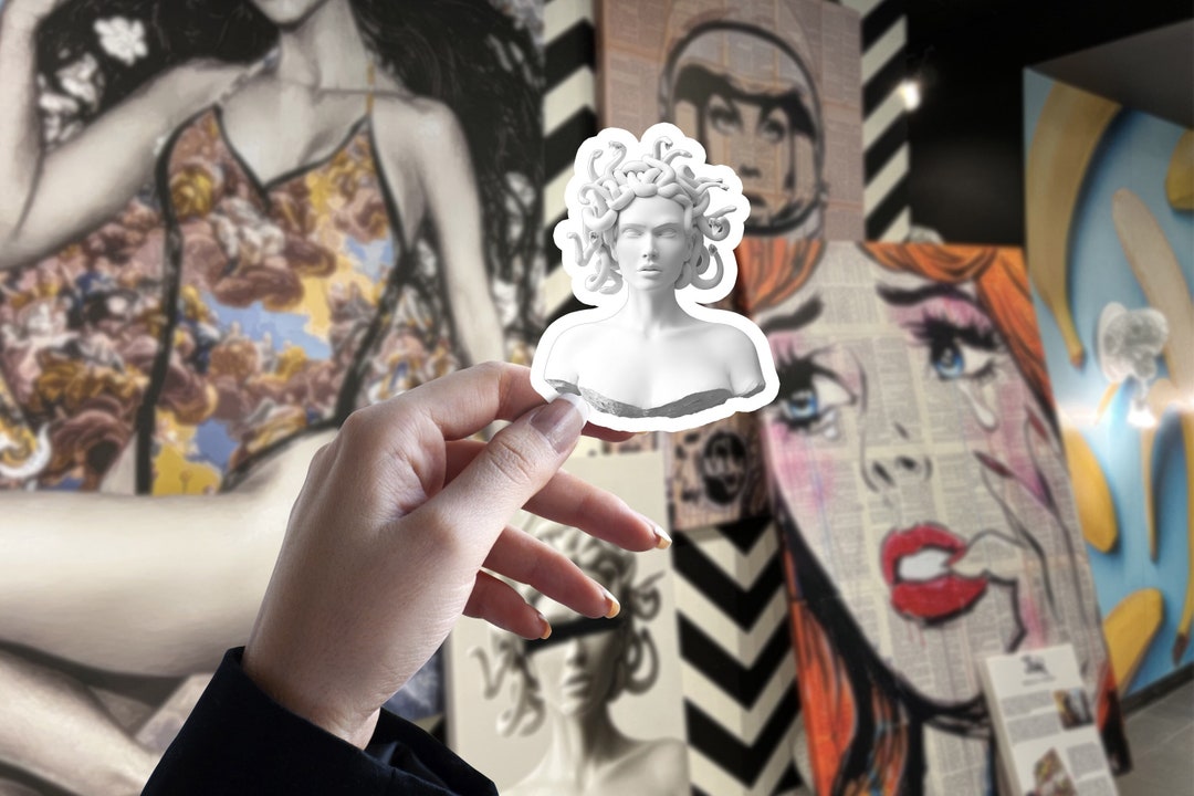 Medusa Stone Statue Bust Sticker, Medusa Sticker, Water Bottle Stickers ...