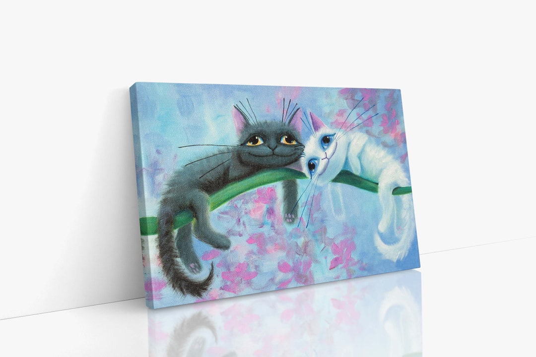 Snuggling Kittens Canvas Wall Art, Animal Art, Cat Lady Gift, Canvas ...