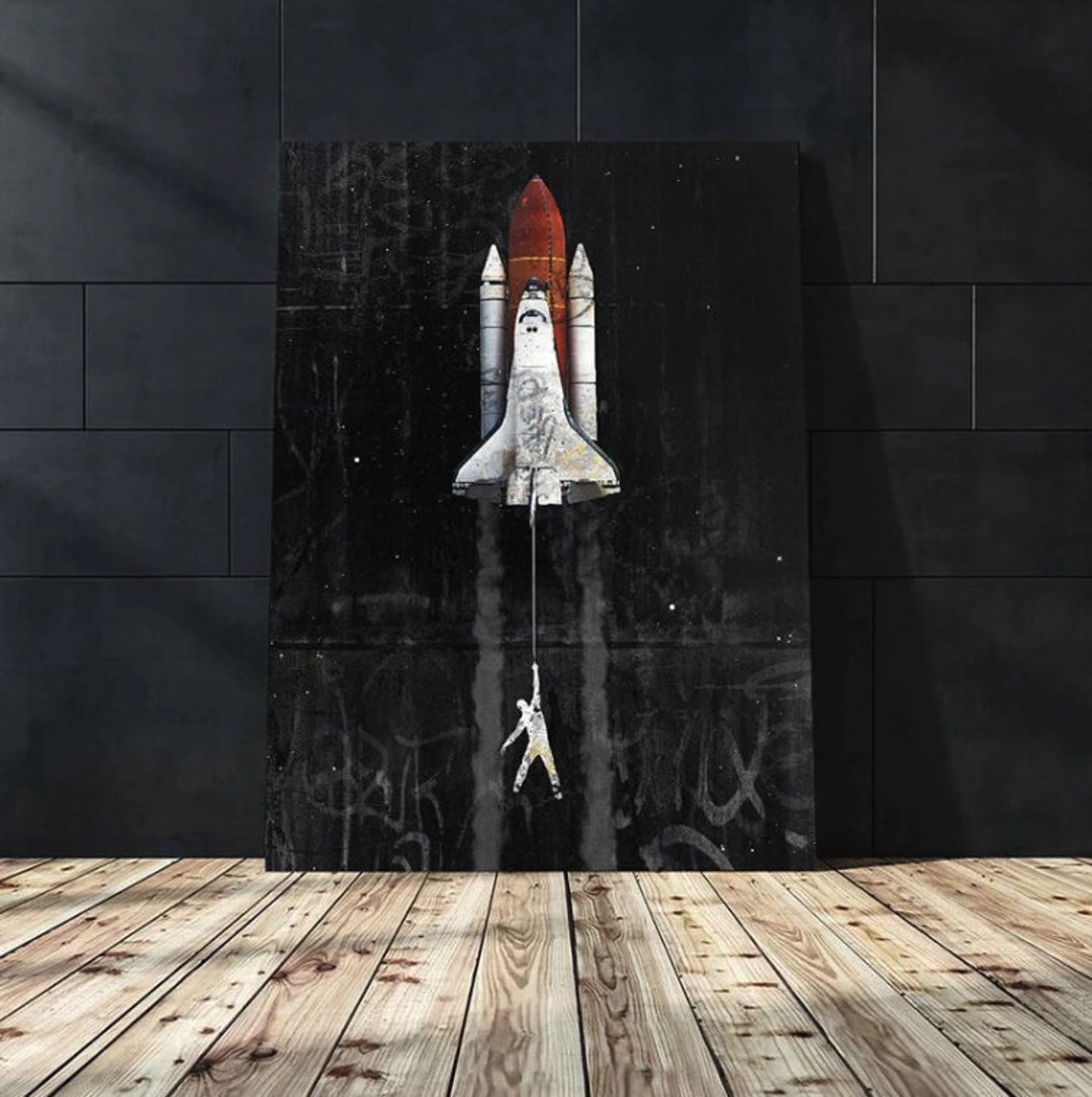 Rocketman Canvas Wall Art, Urban Style Canvas, Space Art, Kids Wall Art ...