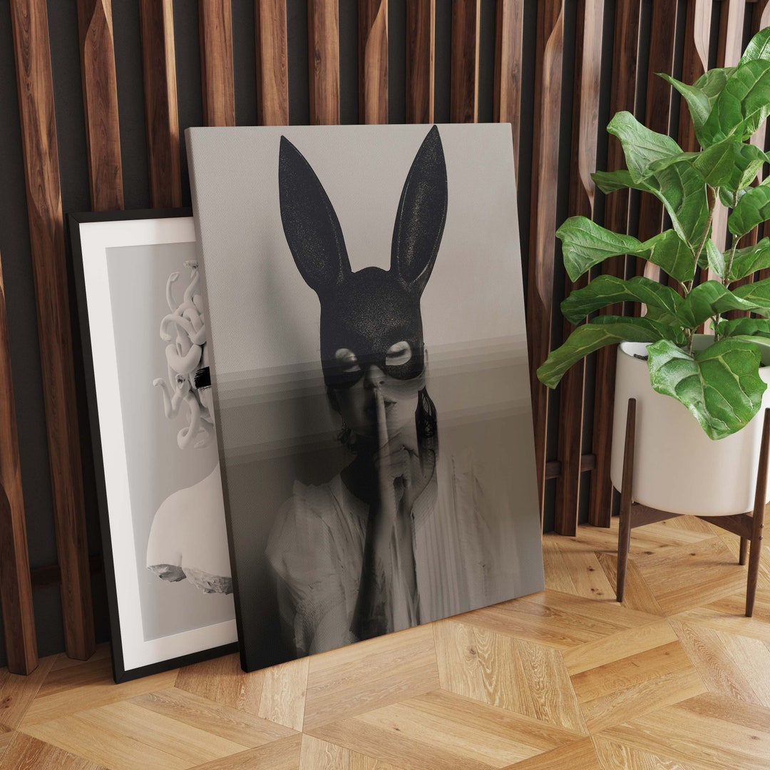 Bunny Mask Shhhh Canvas Wall Art, Urban Style Canvas, Modern Wall Art ...