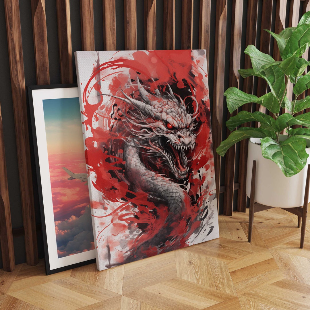 Fierce Dragon Canvas Wall Art, Animal Art, Kids Wall Art, Fantasy Art ...
