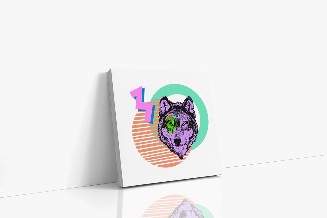 Purple Heavy Metal Glam Wolf Canvas Wall Art, Urban Style Canvas, Retro ...