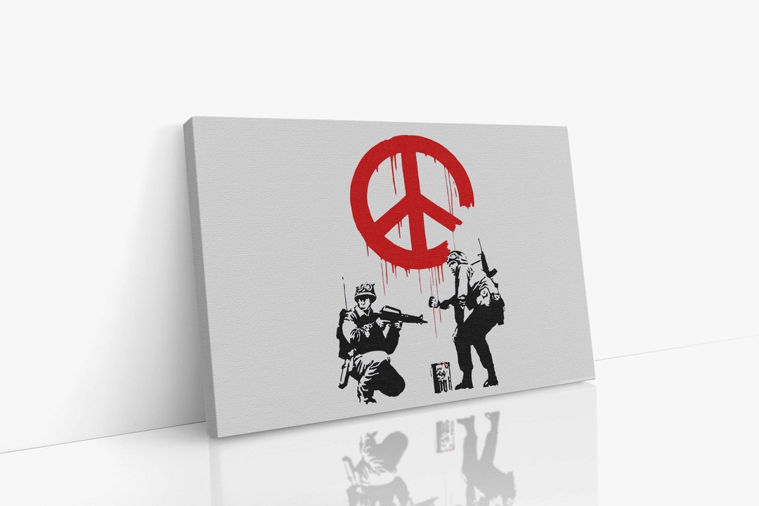 Banksy's CND Soldiers Graffiti Canvas Wall Art, Urban Style Canvas ...