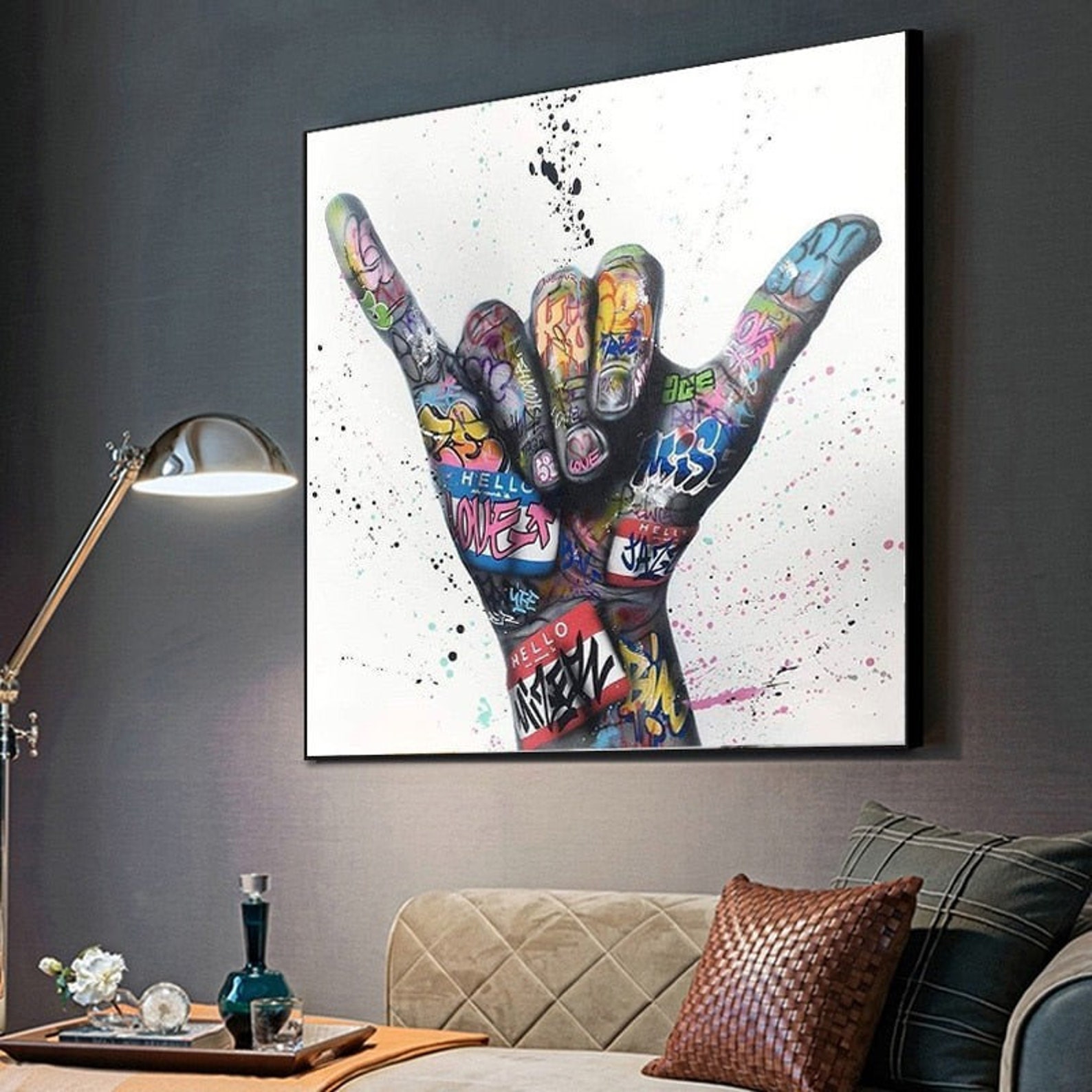 Graffiti Hands Canvas Wall Art, Urban Style Canvas, Modern Art, Kids ...
