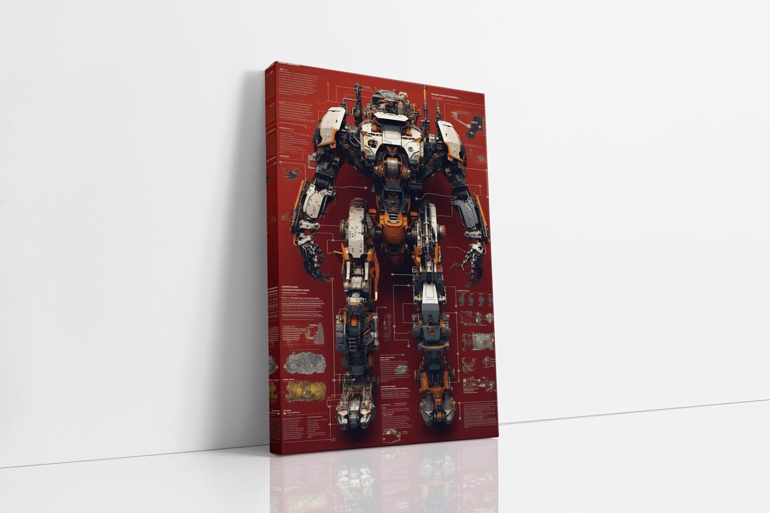 Robot Schematics Canvas Wall Art, Space Art, Sci-fi Art, Canvas Art ...