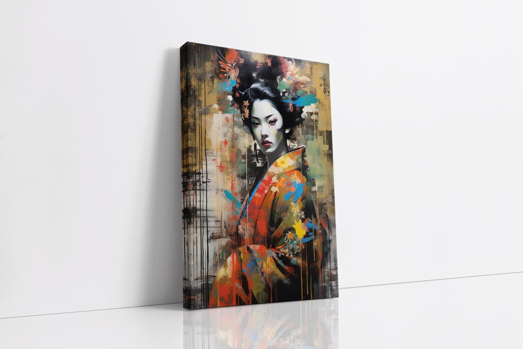 Graffiti Geisha Canvas Wall Art, Modern Wall Art, Floral Art, Feminine ...
