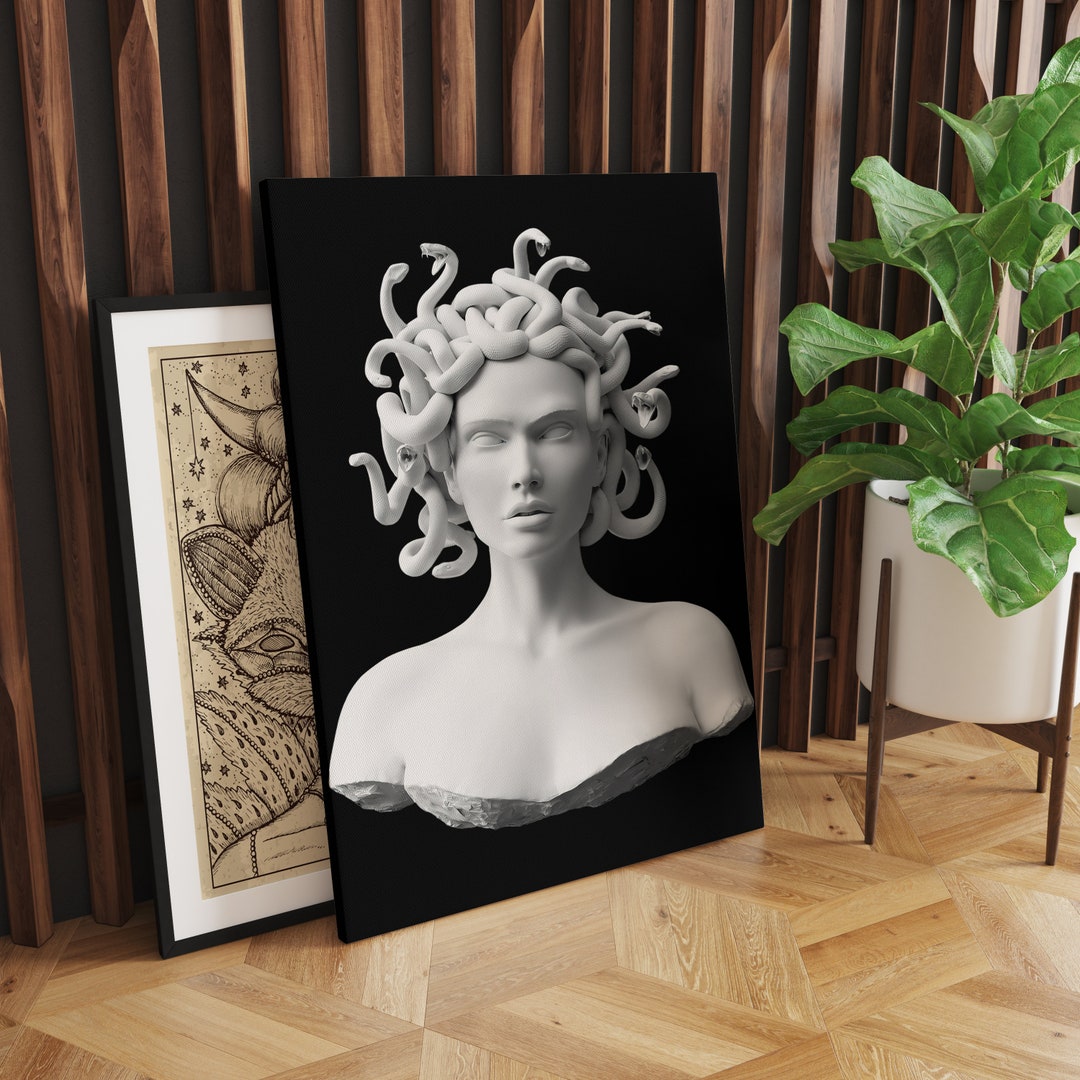 Medusa Statue Canvas Wall Art, Urban Style Canvas, Modern Wall Art ...