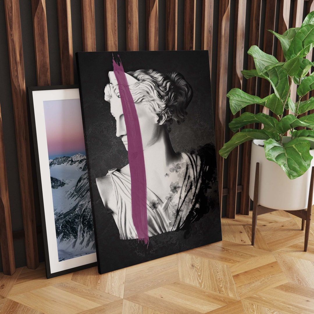 Burgundy Artemis Bust Canvas Wall Art, Urban Style Canvas, Modern Wall ...