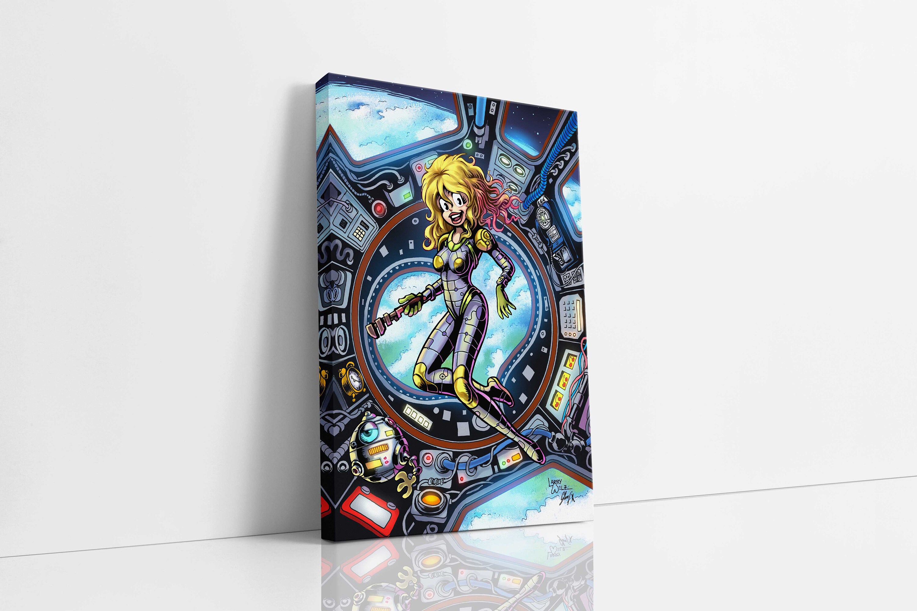 Cherry Space Canvas Wall Art, Cherry Poptart Comic Art, Feminine Art ...