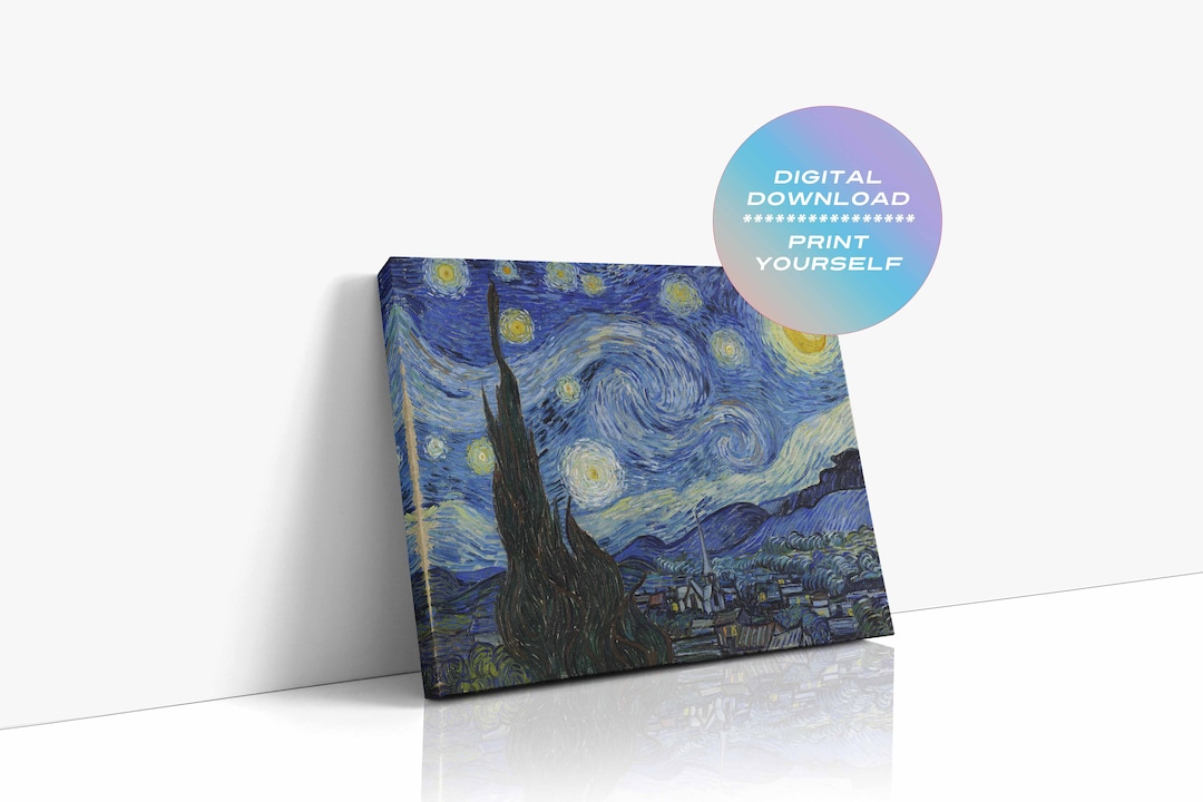 Van Gogh Starry Night Digital Download Printable Wall Art, Vintage Wall ...