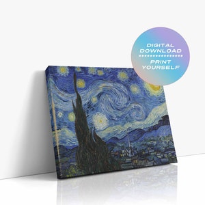 Van Gogh Starry Night Digital Download Printable Wall Art, Vintage Wall ...