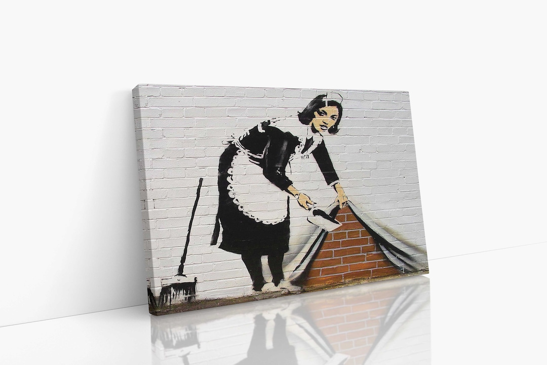 Banksy's Sweep It Under the Carpet Graffiti Canvas Wall Art, Urban ...