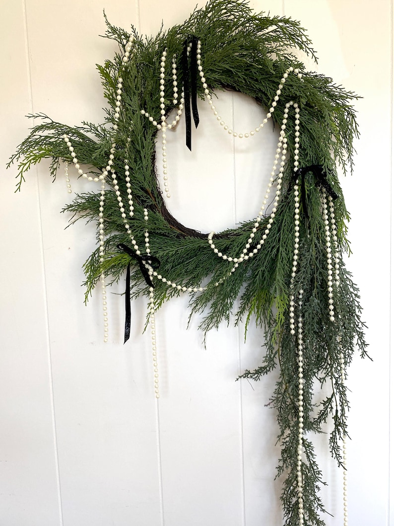 Elegant Pearl-embellished Holiday Wreath - Etsy
