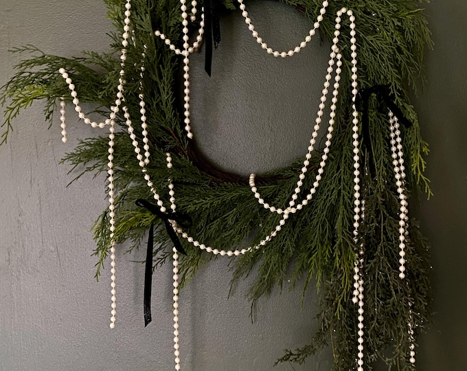 Elegant Pearl-embellished Holiday Wreath - Etsy