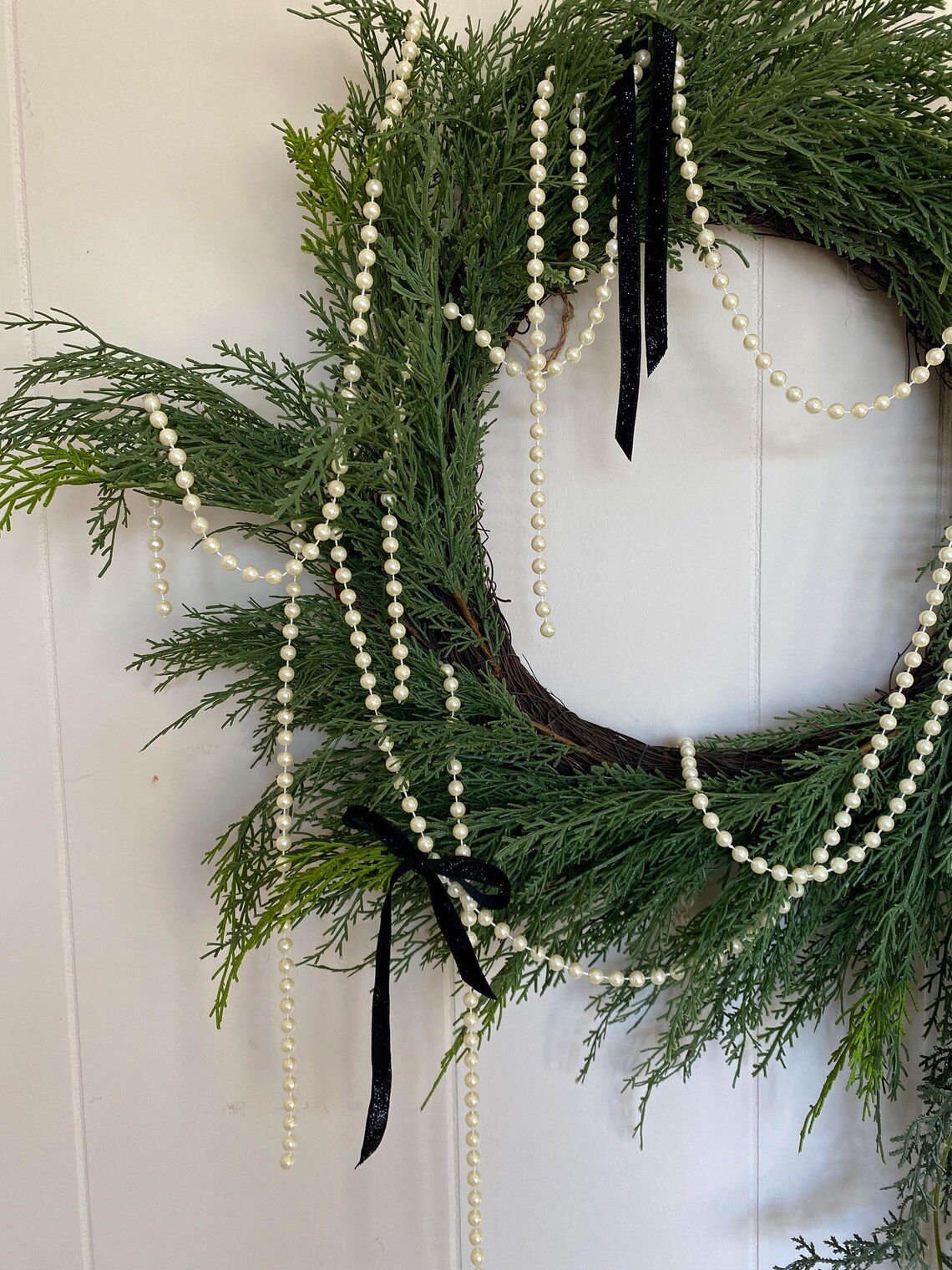 Elegant Pearl-embellished Holiday Wreath - Etsy