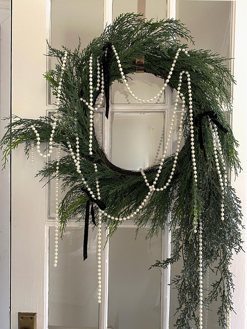Elegant Pearl-embellished Holiday Wreath - Etsy