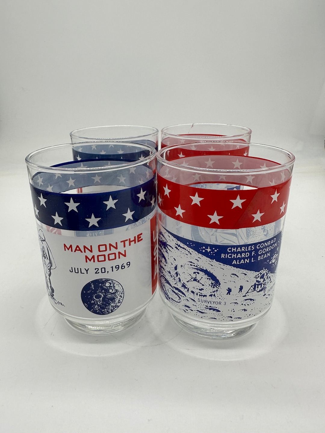 1969 Vintage NASA Apollo 11 and Apollo 12 Drinking Glasses - Etsy