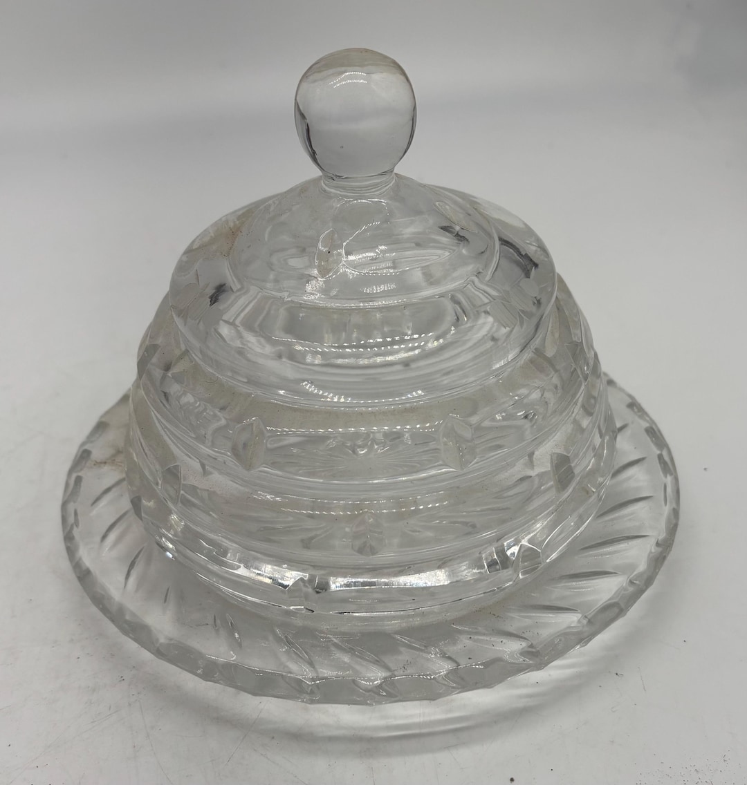 Vintage, Glass, Bee Hive, Round Butter Dish. so Lovely! - Etsy