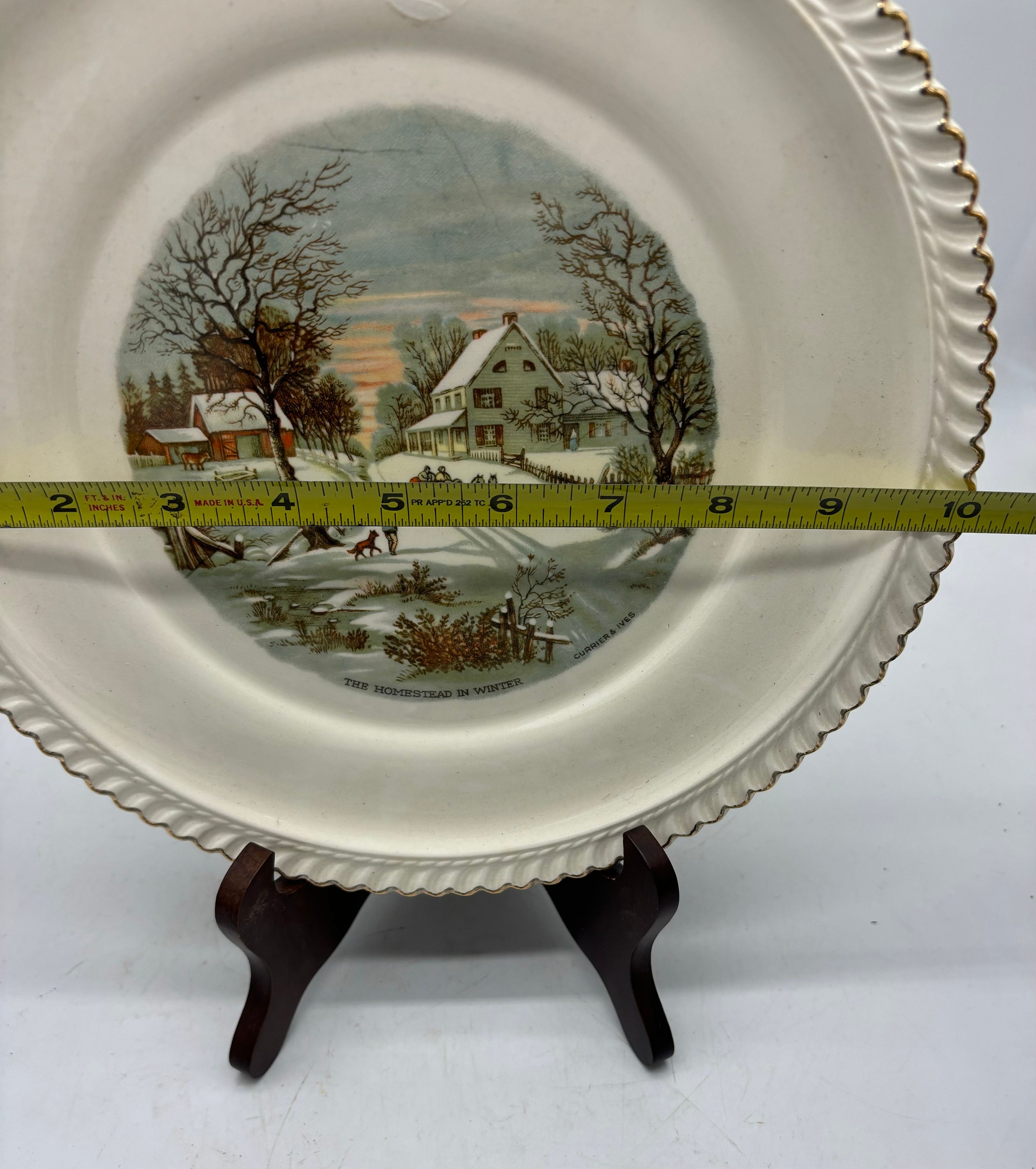 Lovely Harkerware 10” Cake Plate and Matching Server. Currier and Ives ...