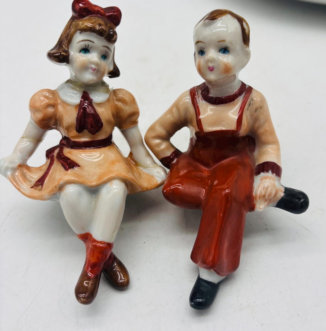 The Cutest, Vintage Pair of Shelf Sitting, Occupied Japan, Boy and Girl ...
