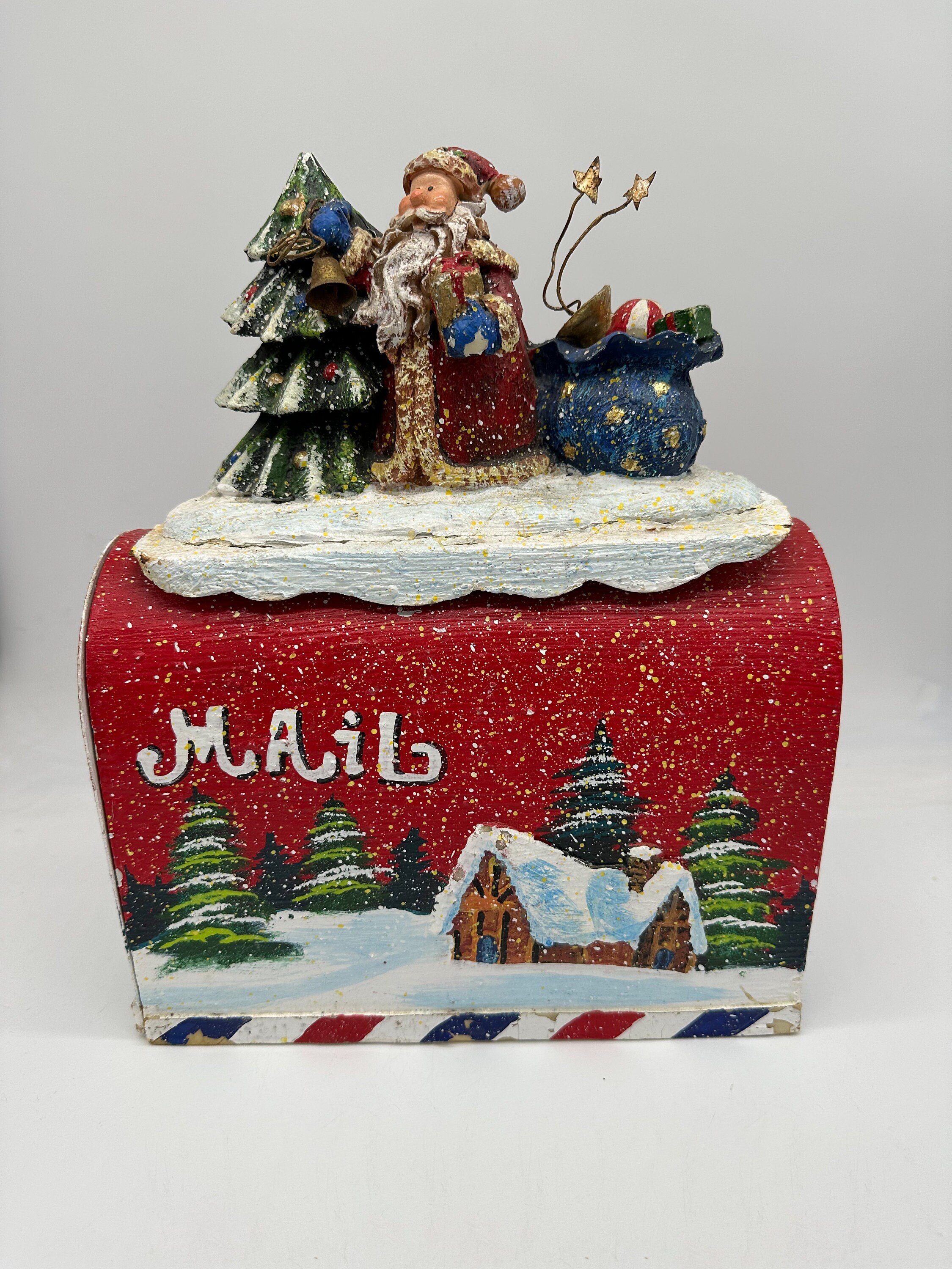 Grandeur Noel Hand Painted Christmas Santa Decorative Metal Mailbox - Etsy