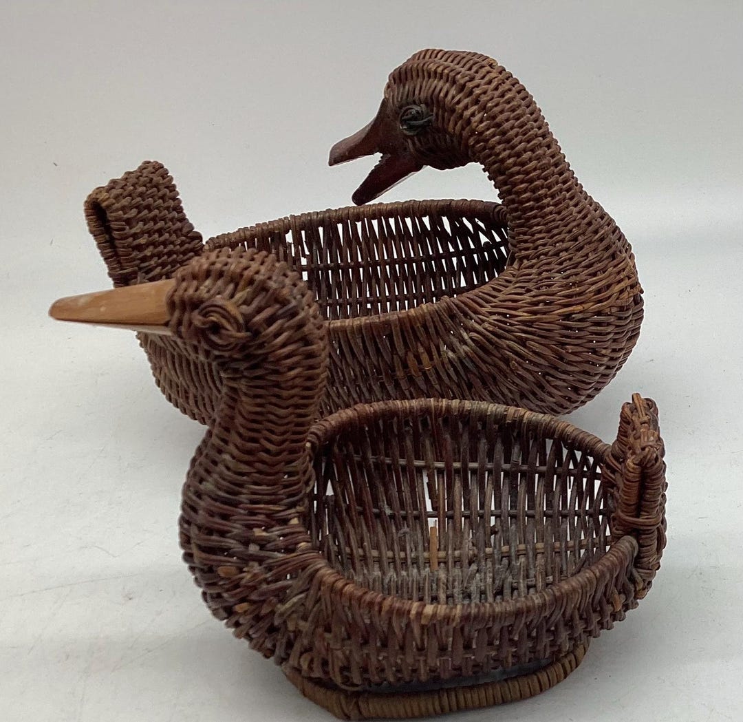 Darling, Vintage Duo of Wicker Ducks! - Etsy
