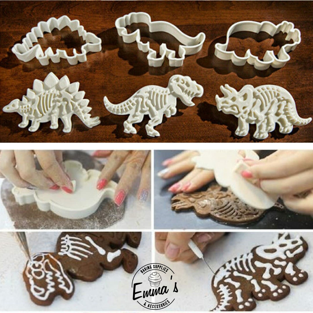 Dinosaur Fossil Cookie Biscuit Cutter 3x Set T-rex Stegosaurus ...