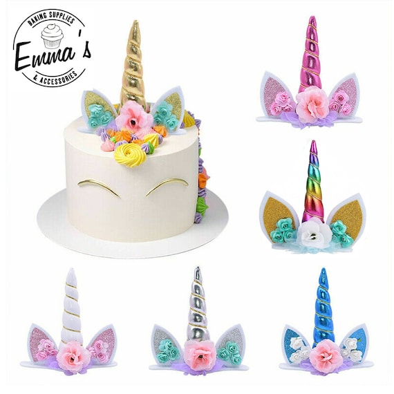 Large Unicorn Horn and Ears Cake Topper Birthday Celebration - Etsy