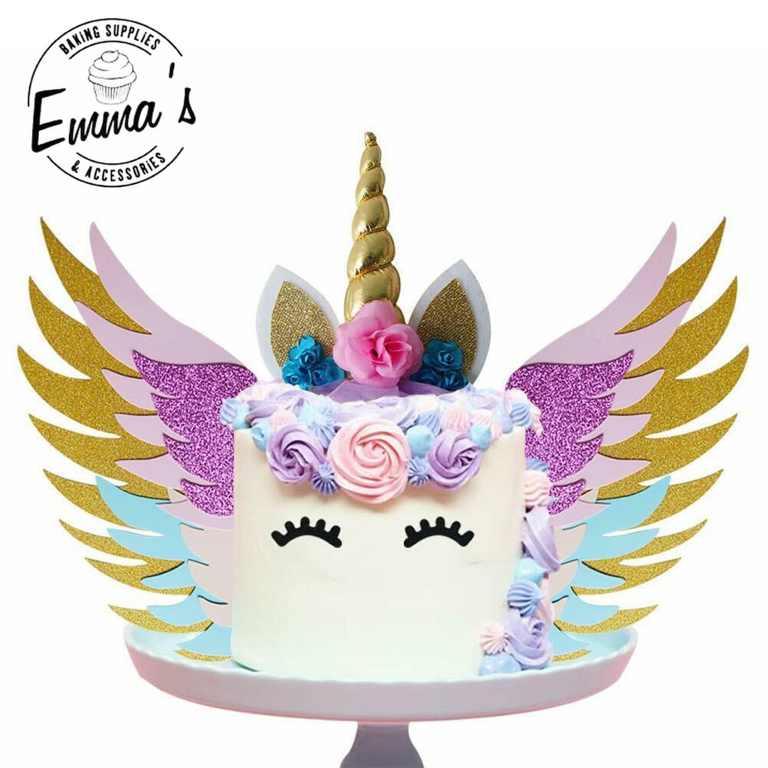 Large Unicorn Horn, Wings and Ears Cake Topper Birthday Celebration ...