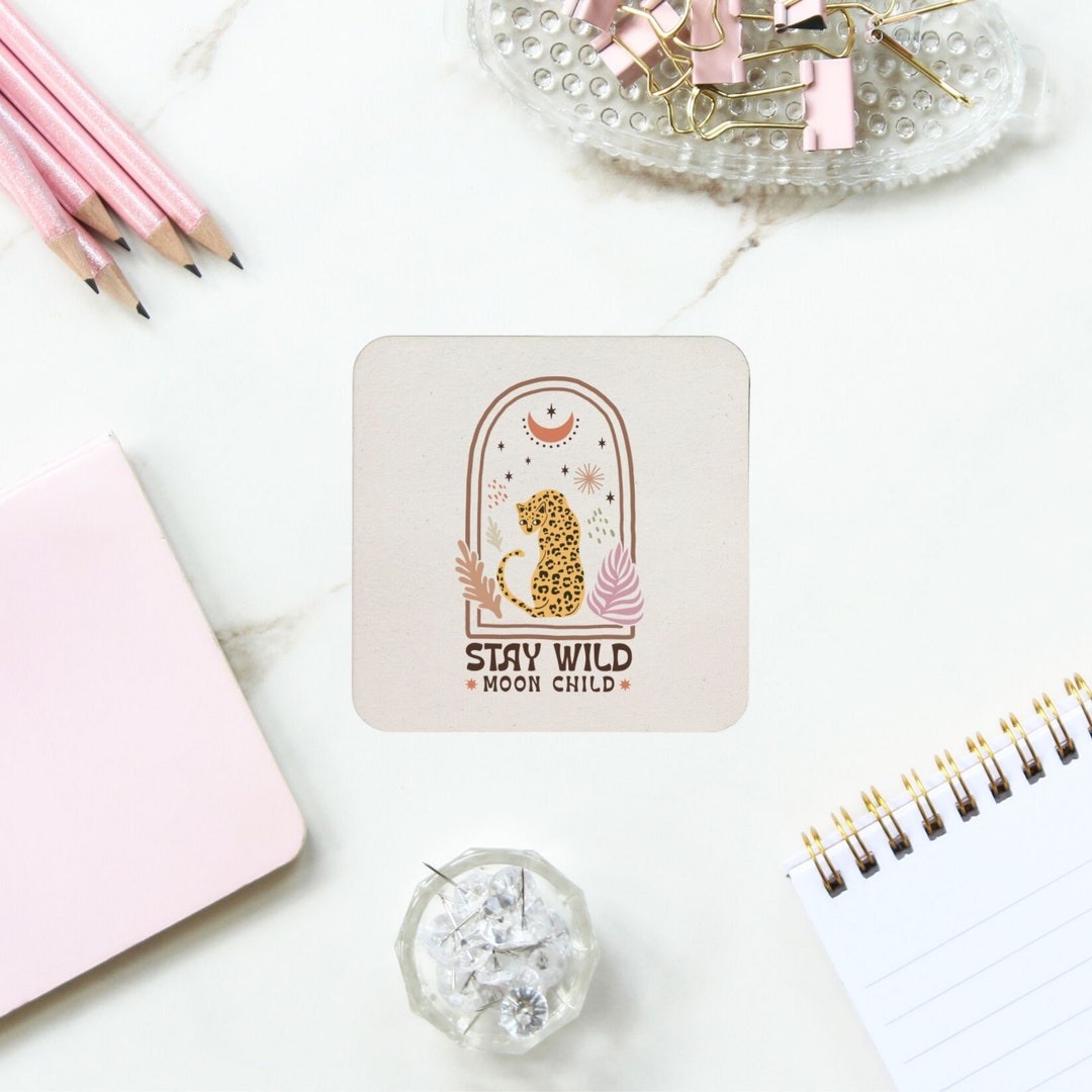 Boho Coasters, Aesthetic Coasters, Cute Coaster for Desk, Cheetah ...