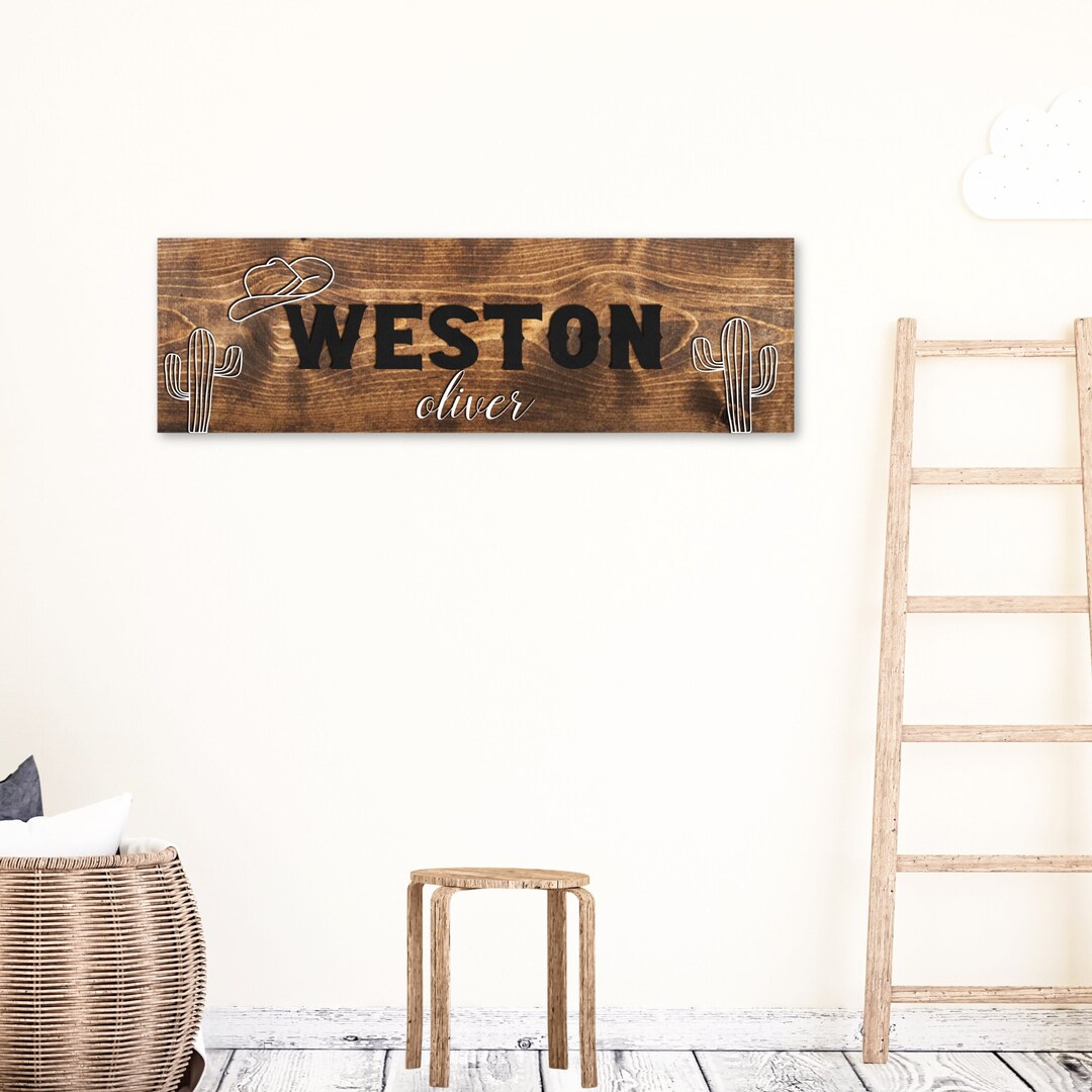 Boy Nursery Name Sign Western Nursery Decor Custom 3d Name Wooden Sign ...