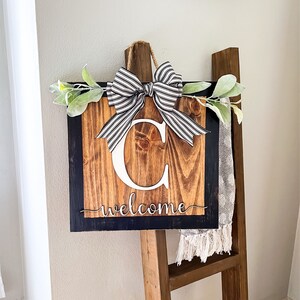 Custom Welcome Square Door Sign, Year Round Wreath for Front Door, New ...