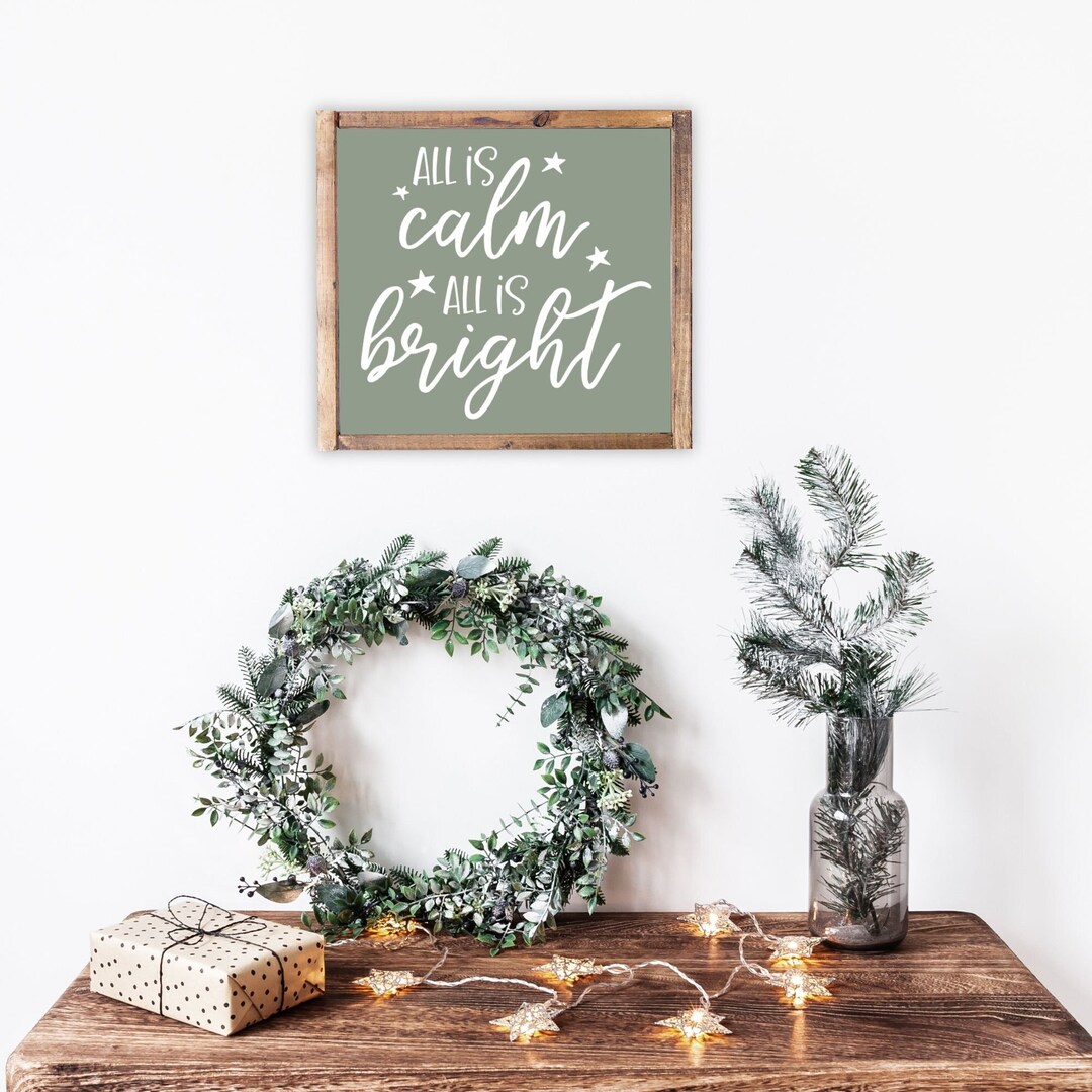 All is Calm All is Bright Christmas Sign, Christmas Wood Sign, Modern ...