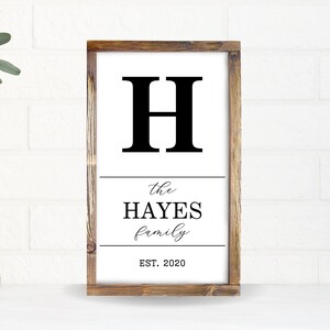 Last Name Initial Sign, Vertical Family Sign, Wedding Established Sign ...